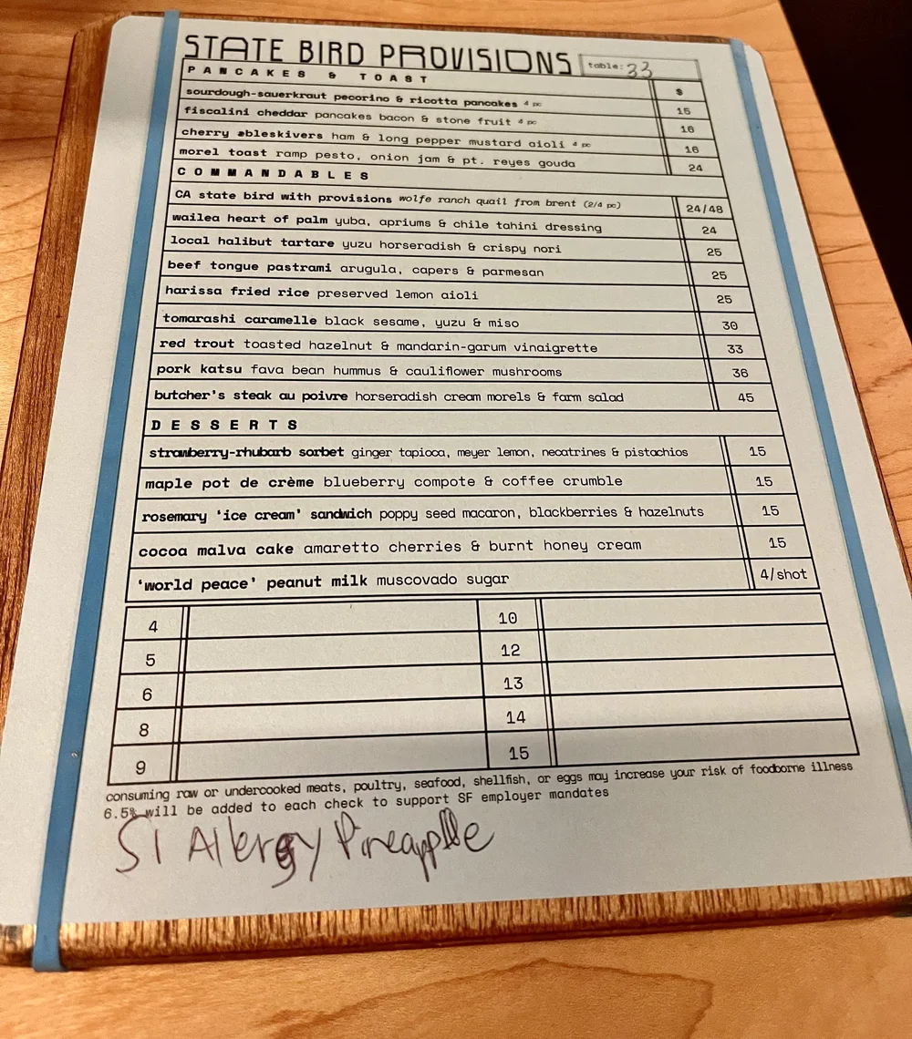 San Francisco's State Bird Provisions Menu: Pro Tips — Chef Denise