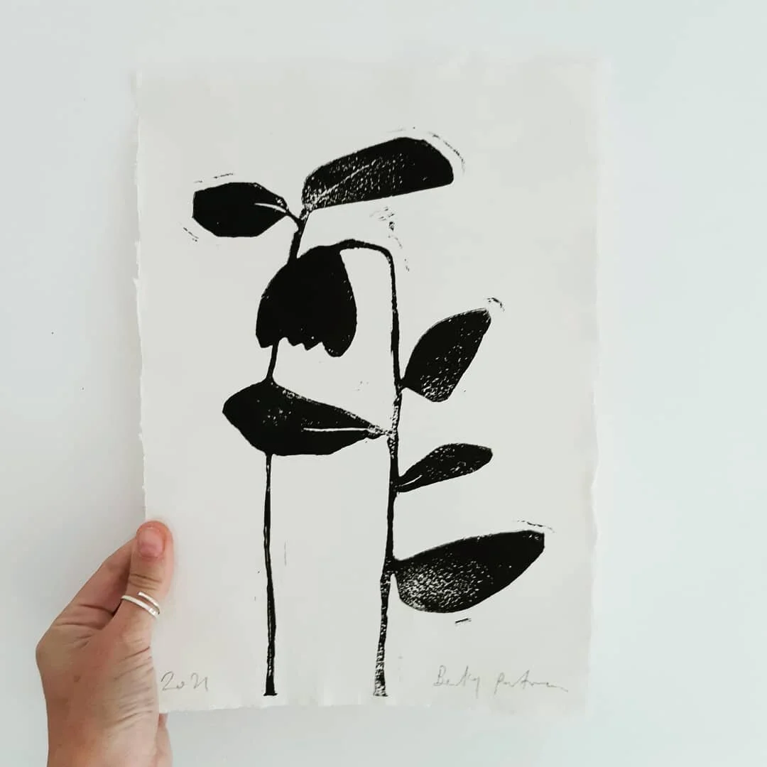 Original Lino Print — FOUR PEAS IN A POD