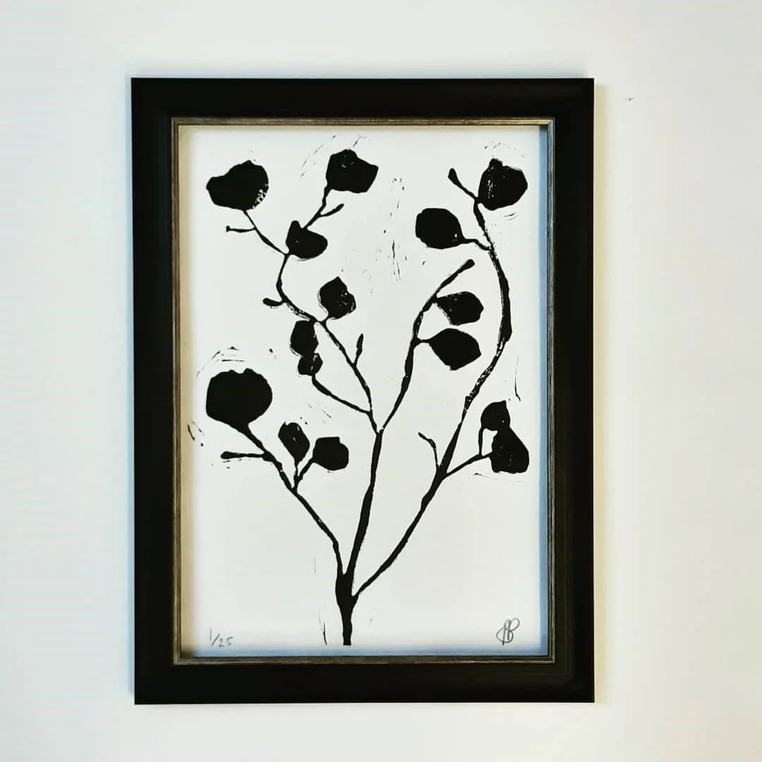 Original Lino Print — FOUR PEAS IN A POD