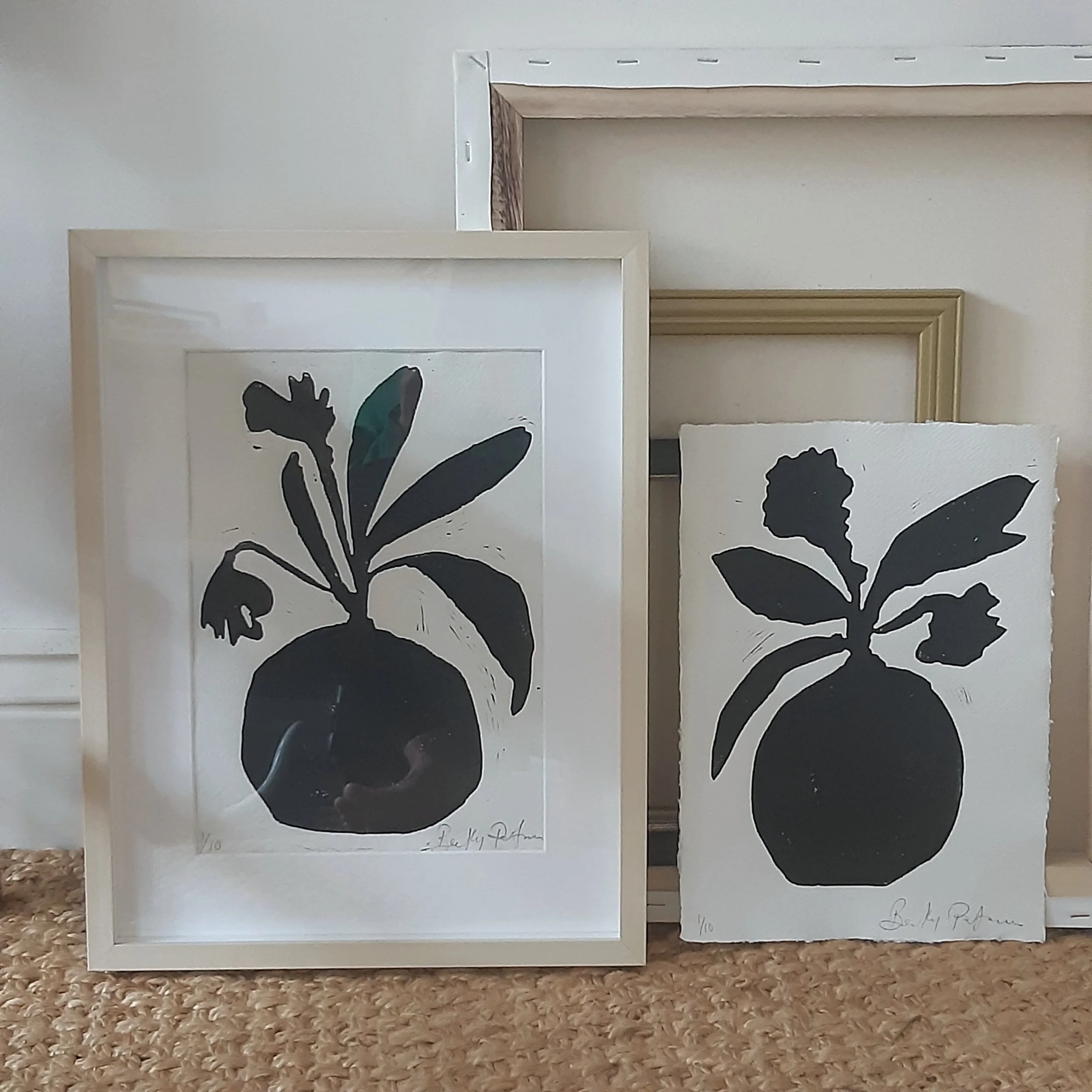 Original Lino Print — FOUR PEAS IN A POD