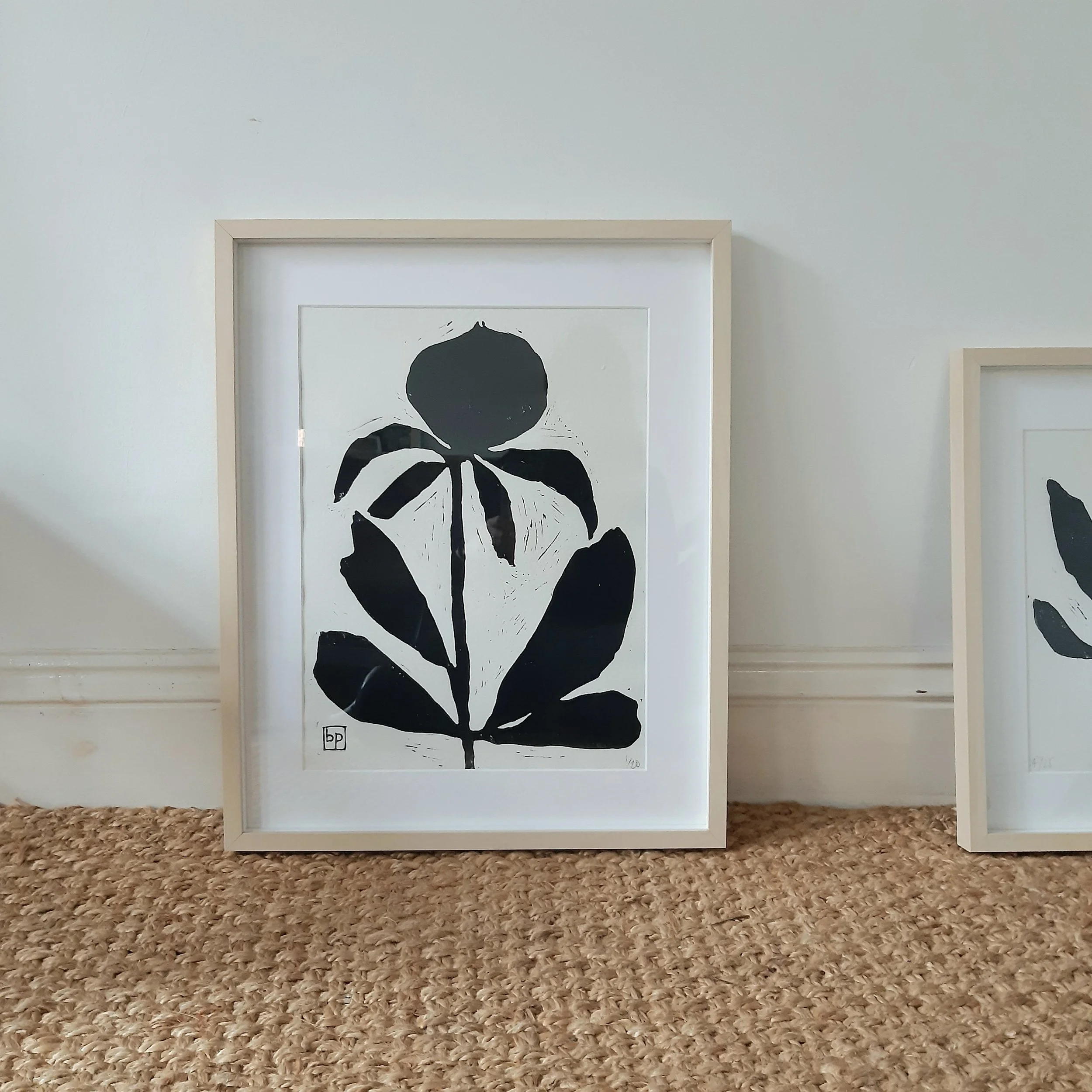 Original Lino Print — FOUR PEAS IN A POD