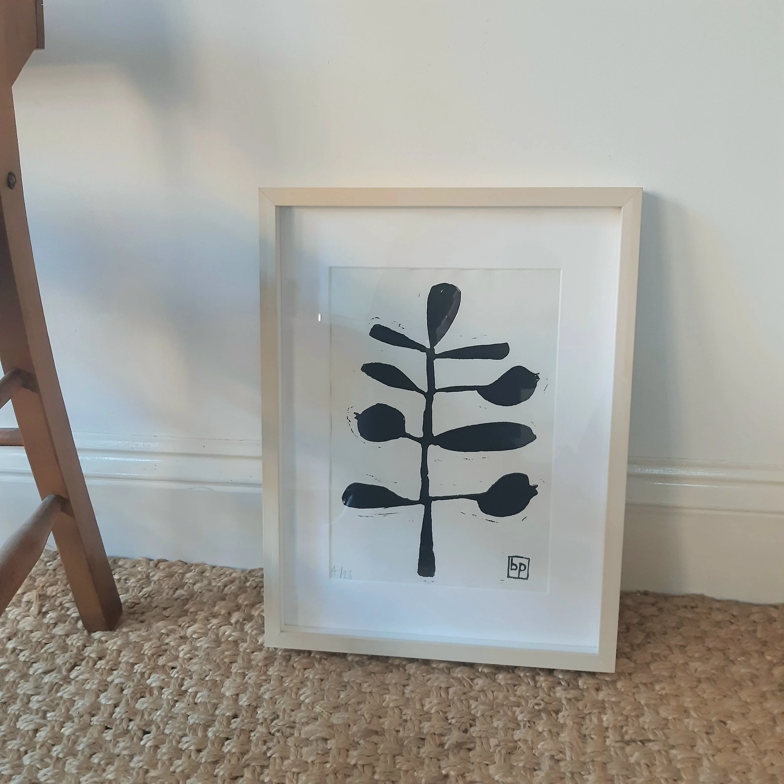 Original Lino Print — FOUR PEAS IN A POD