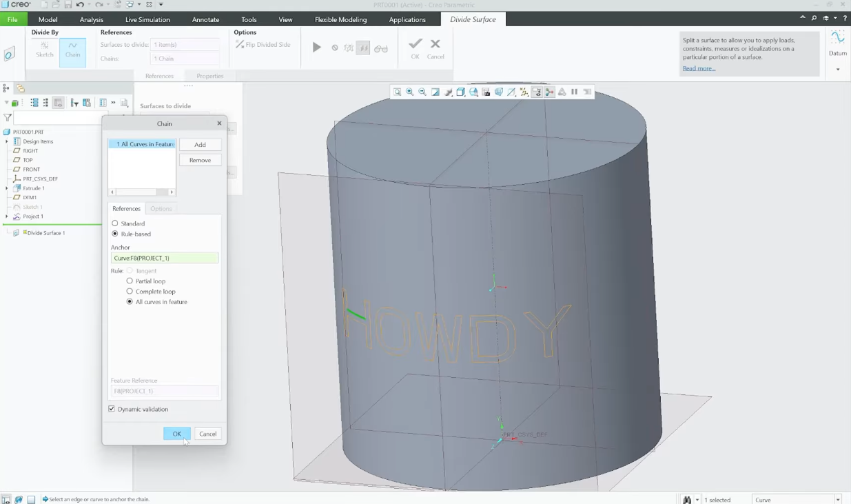 How to Apply Text to Flat and Curved Surfaces in Creo Parametric — JIVE ...