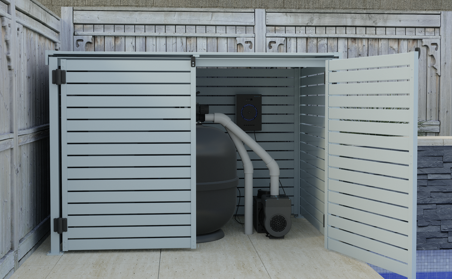 Sophisticated Equipment Enclosures for Pool Pump Storage — Glass Outlet