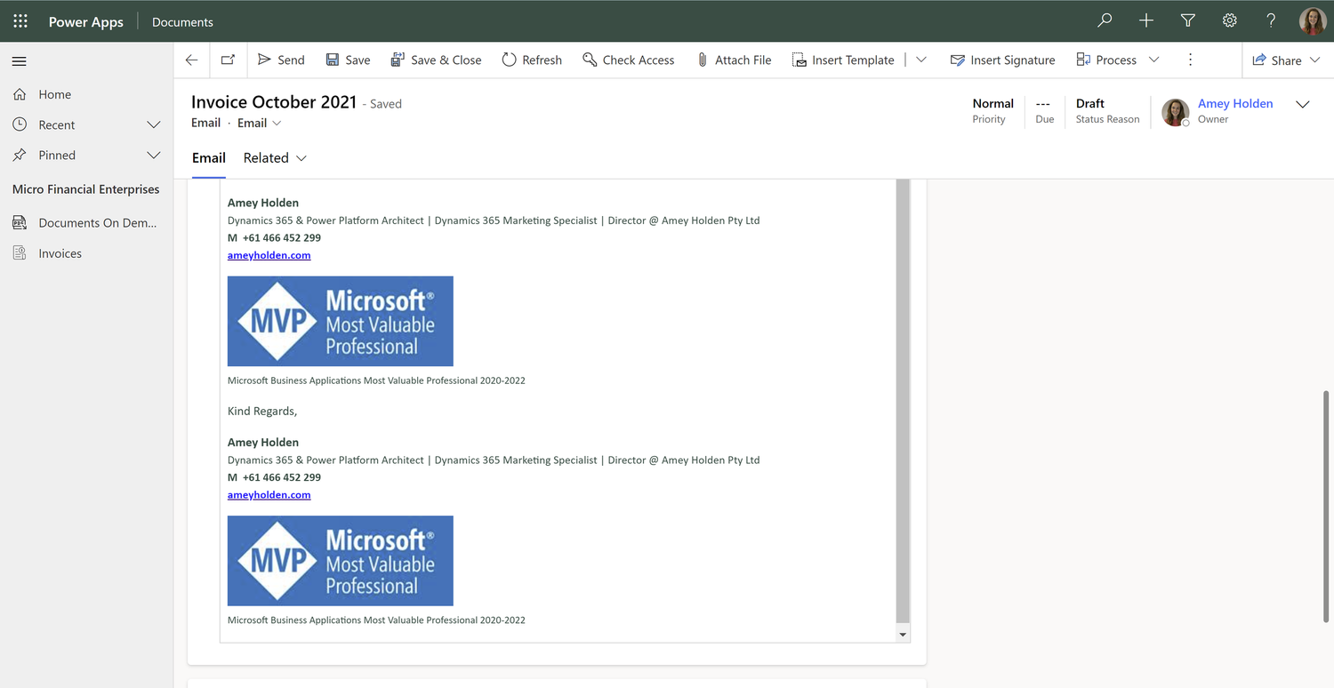 Automatically populate the Dataverse email signature using Power ...