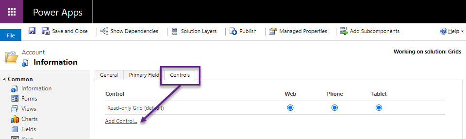 Gridlock: custom control views & sub-grids in model driven apps — Amey ...