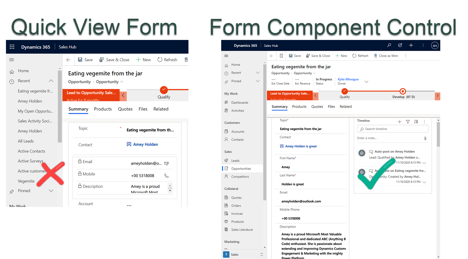 Quick view forms don't allow editing but Form Component Controls do ...