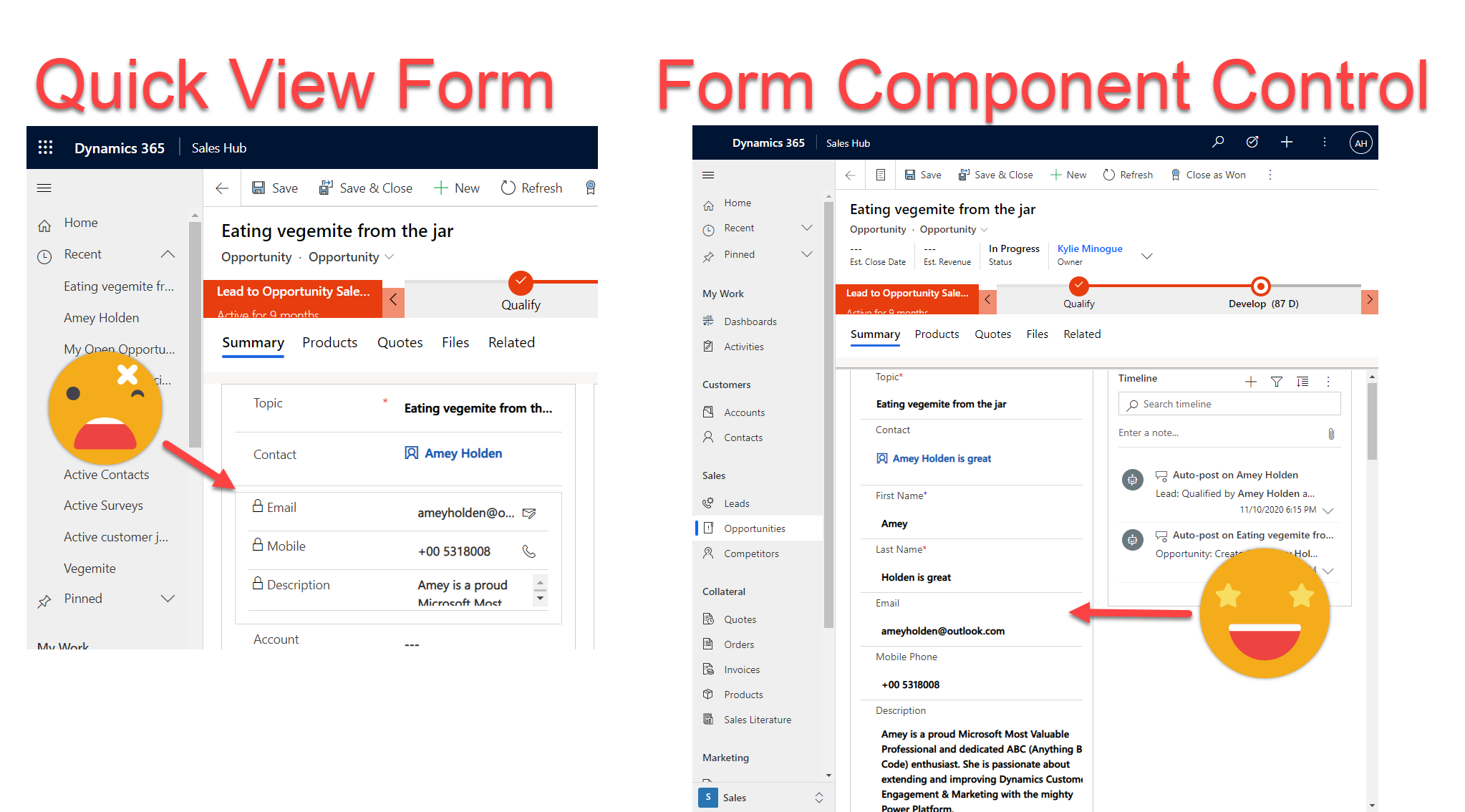Quick view forms don't allow editing but Form Component Controls do ...
