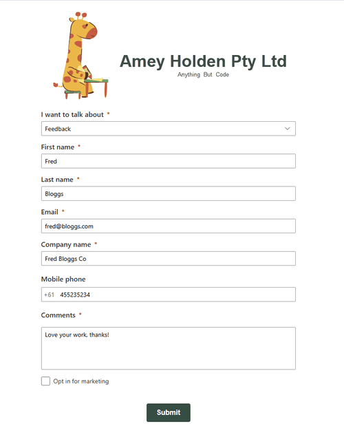 Form submission summaries for Customer Insights - Journeys marketing ...