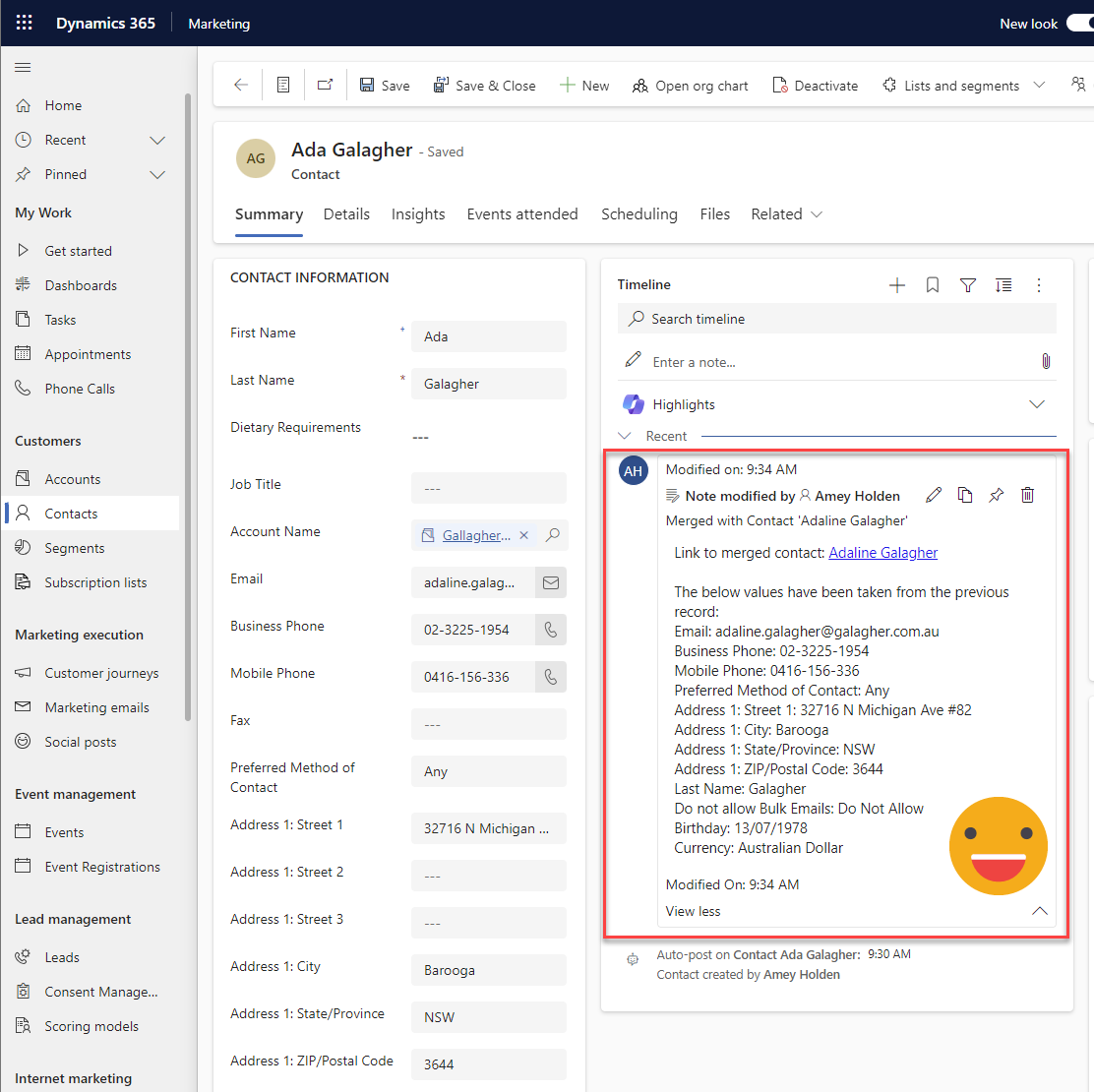 Show merge row details in the timeline for Dynamics 365 and Dataverse ...