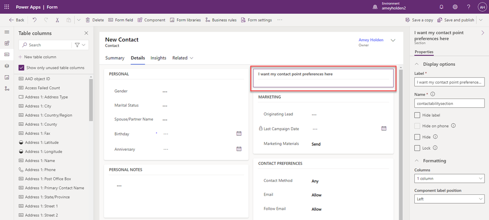 Add the Contact Point Control to custom forms Dynamics 365 — Amey ...