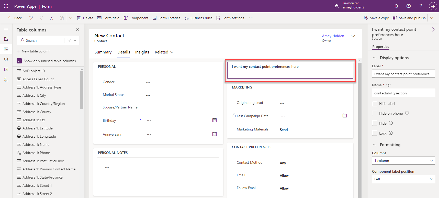 Add the Contact Point Control to custom forms Dynamics 365 — Amey ...