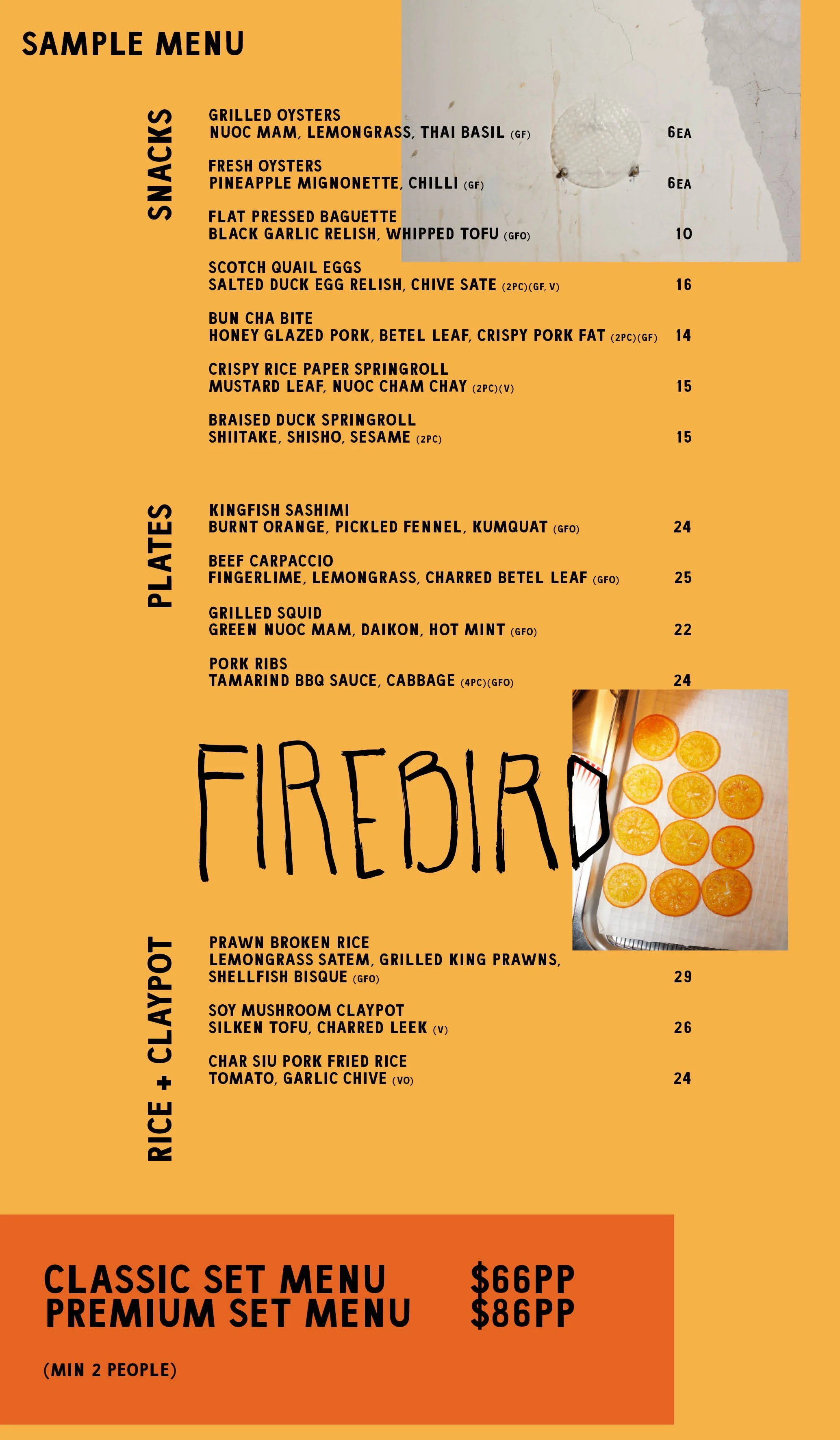 Dine In Dinner Menu | Firebird