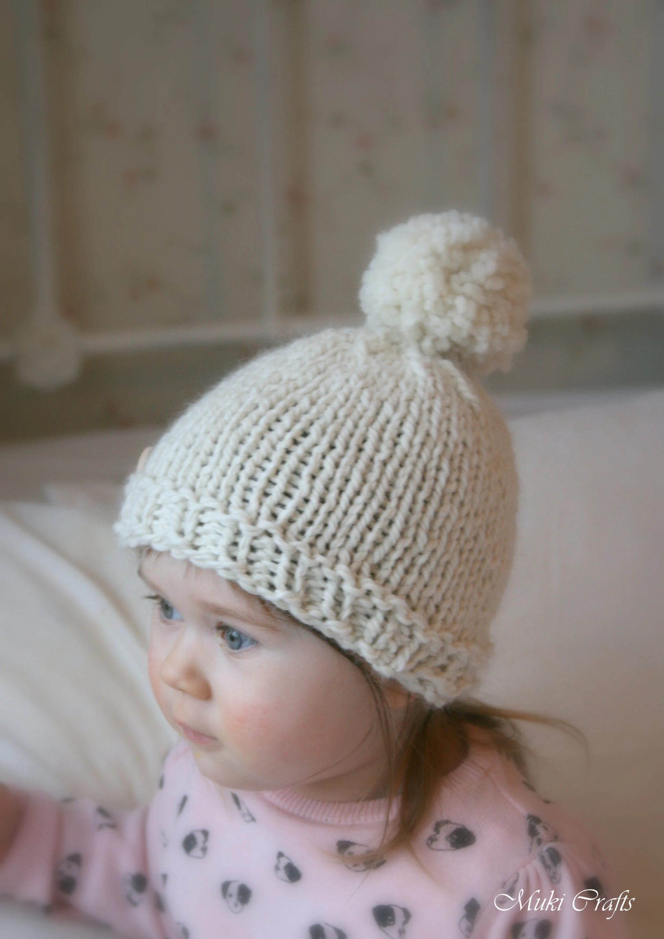 Beginners hat knitting pattern Harper — Muki Crafts