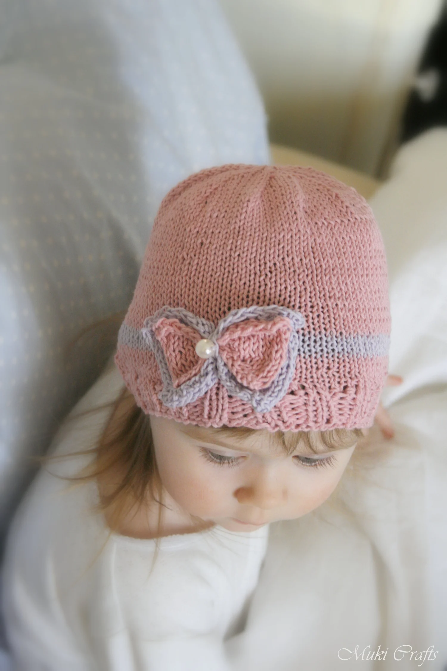 FREE bow beanie knitting pattern Zoe — Muki Crafts