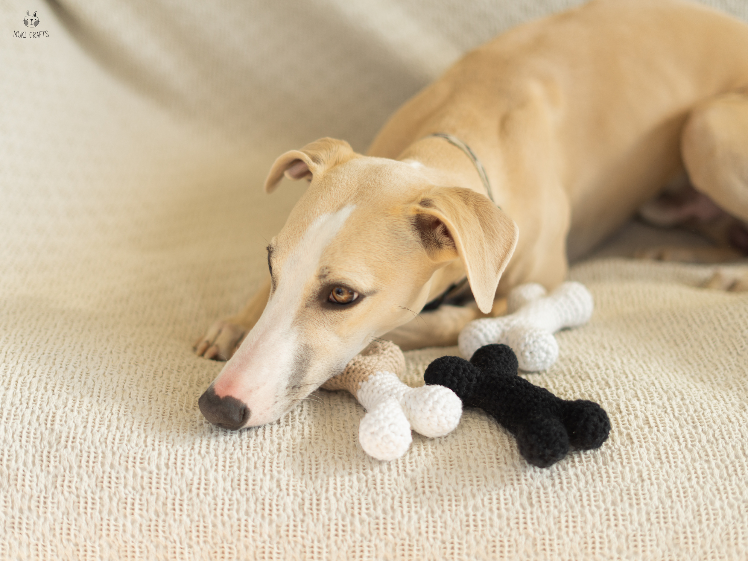 Crochet dog bone amigurumi pattern Doggo Bone — Muki Crafts