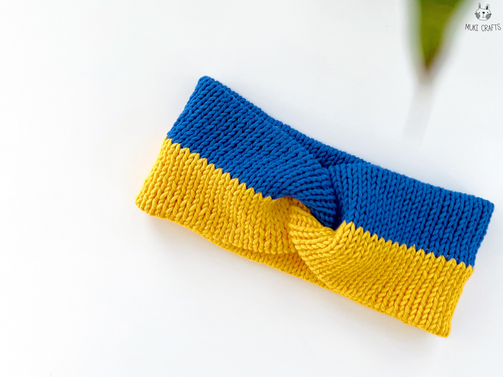 Knitting: Support Ukraine headband — Muki Crafts