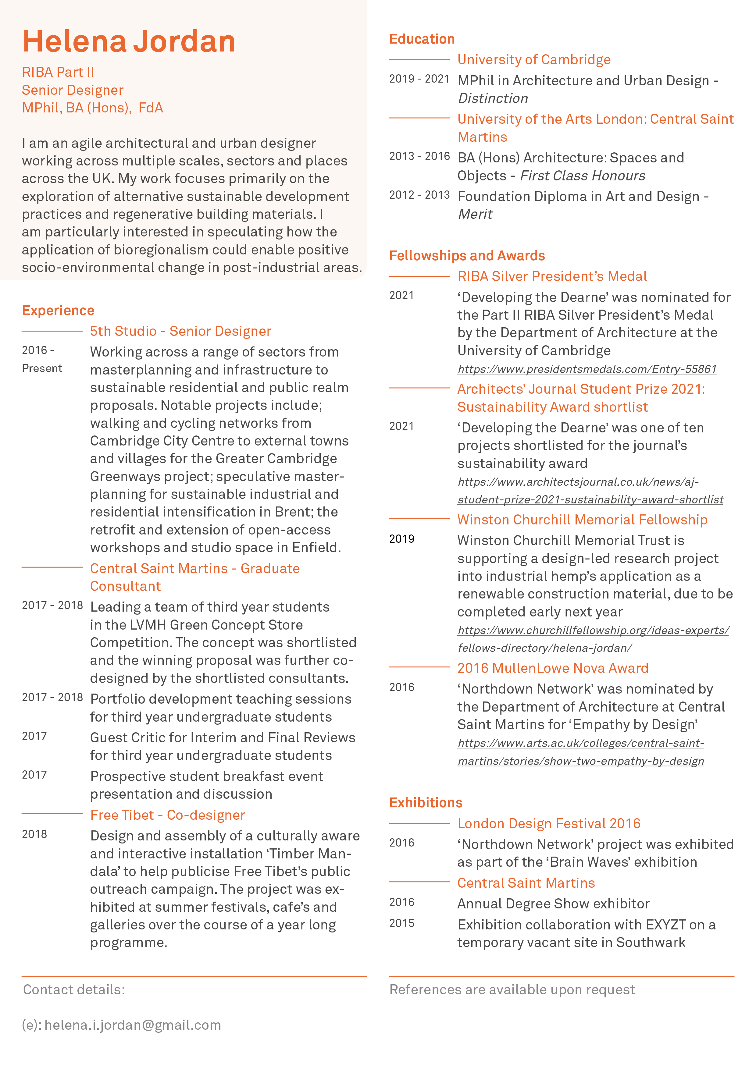 CV — Helena Jordan
