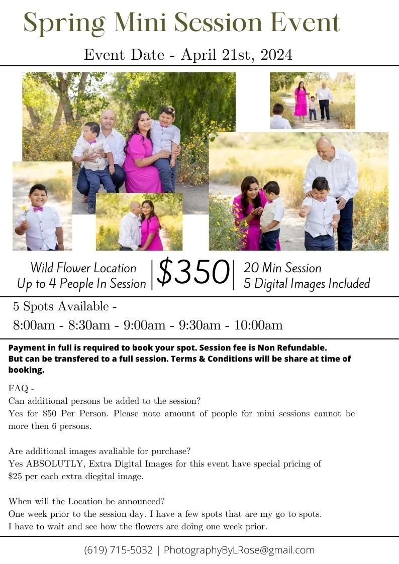 San Diego Family Spring Mini Session Photoshoot Special - Photography ...