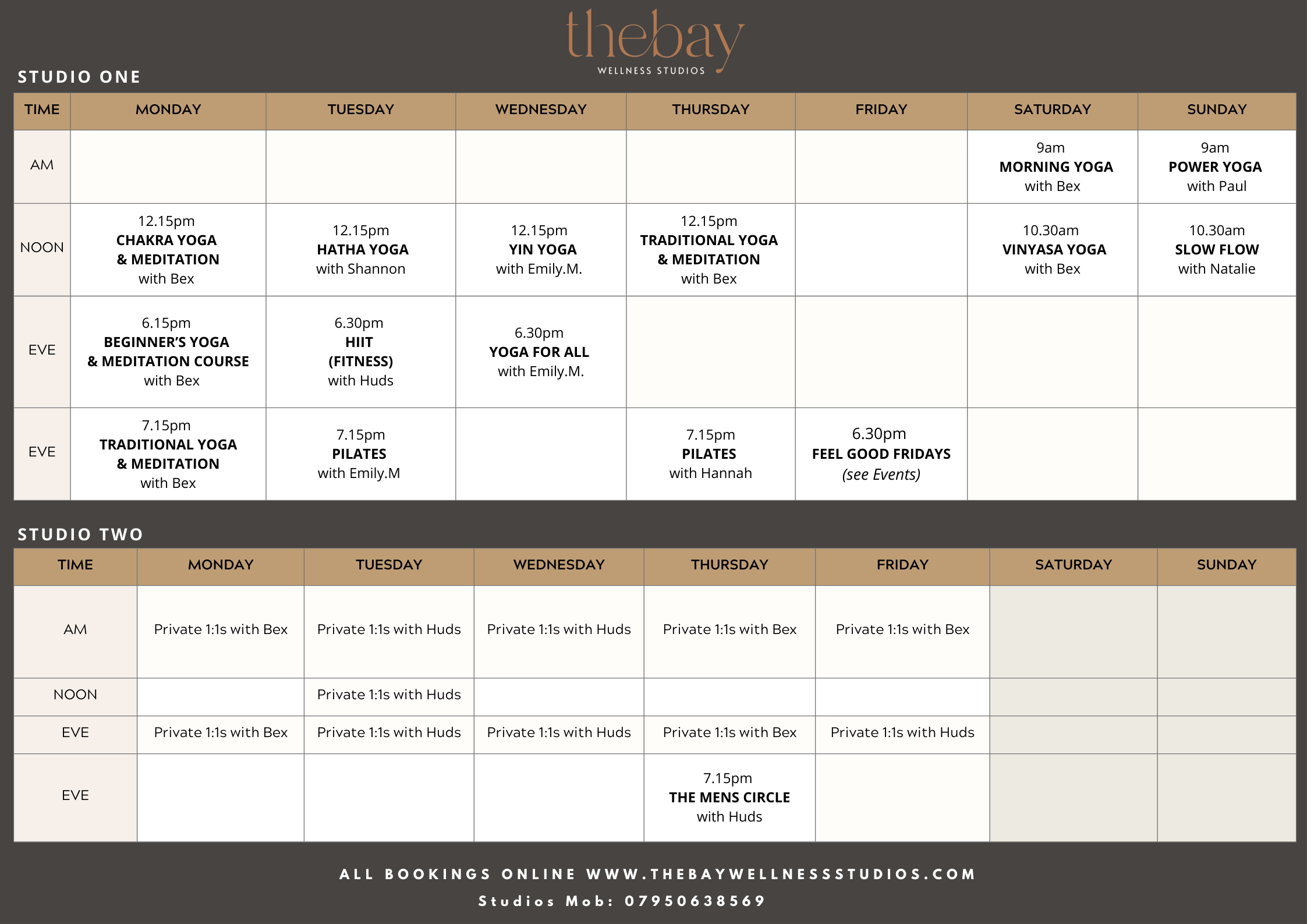 Timetable — The Bay Wellness Studios