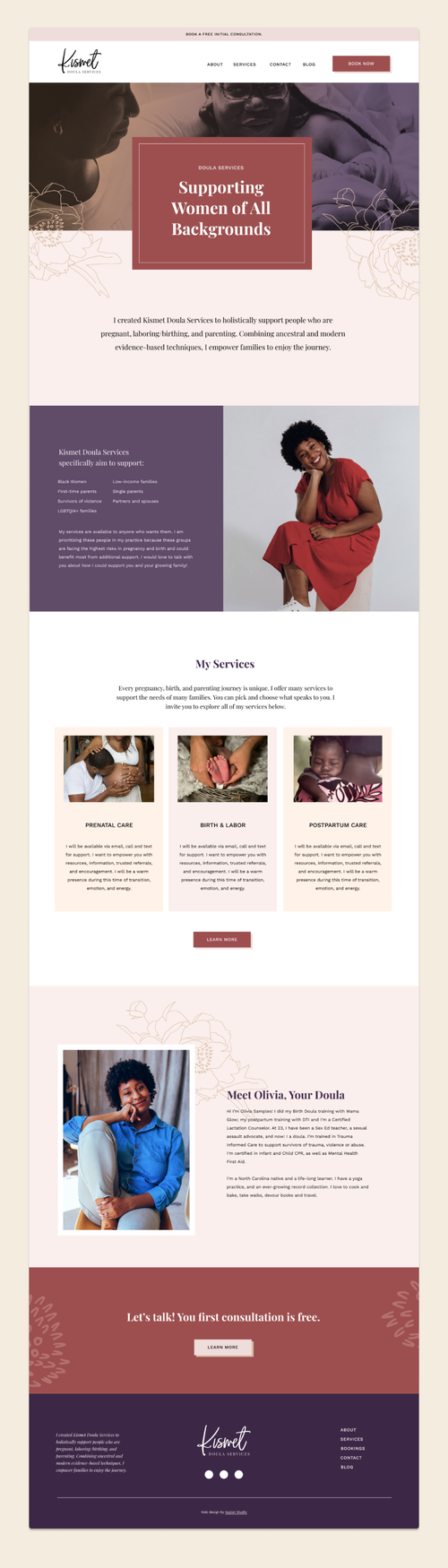 Fun, Quirky, Feminine Website for Doula — Applet Studio