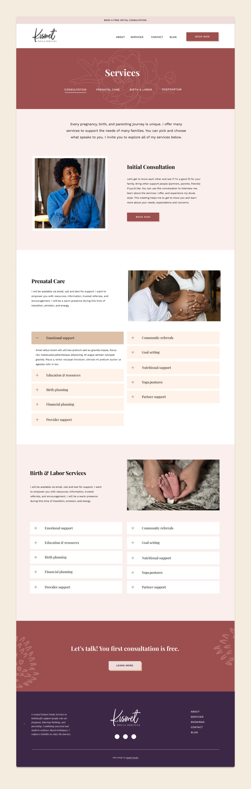 Fun, Quirky, Feminine Website for Doula — Applet Studio