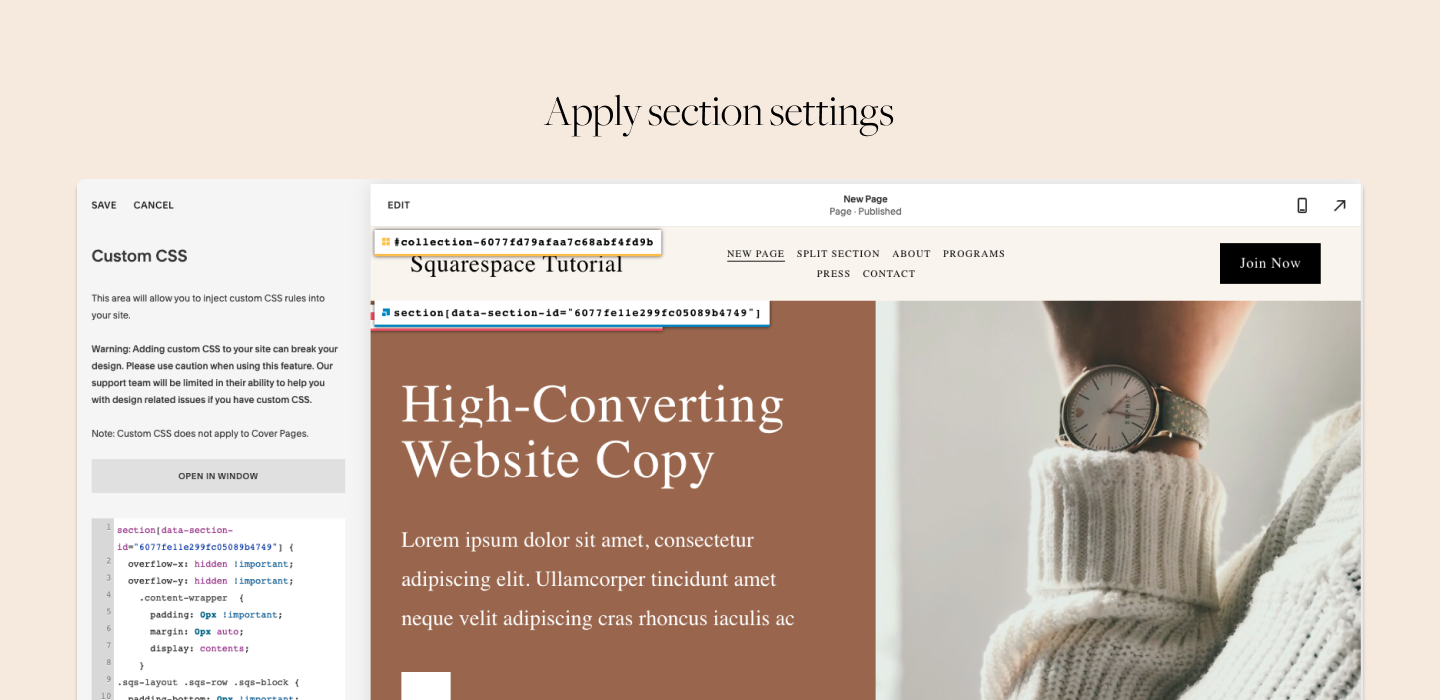 Super Easy Split Section Layout In Squarespace 7.1 — Applet Studio