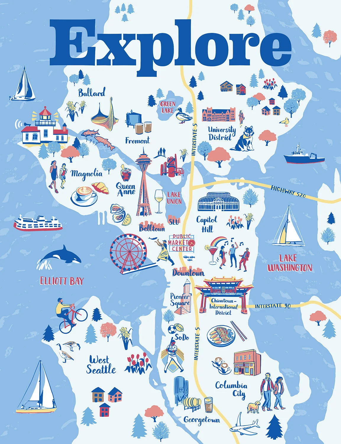 Seattle Illustrated Map — Olivia Brotheridge Design