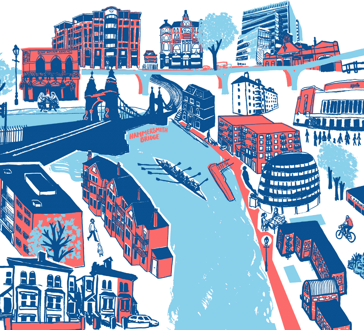Hammersmith Fulham Illustrated Map Olivia Brotheridge — Olivia ...