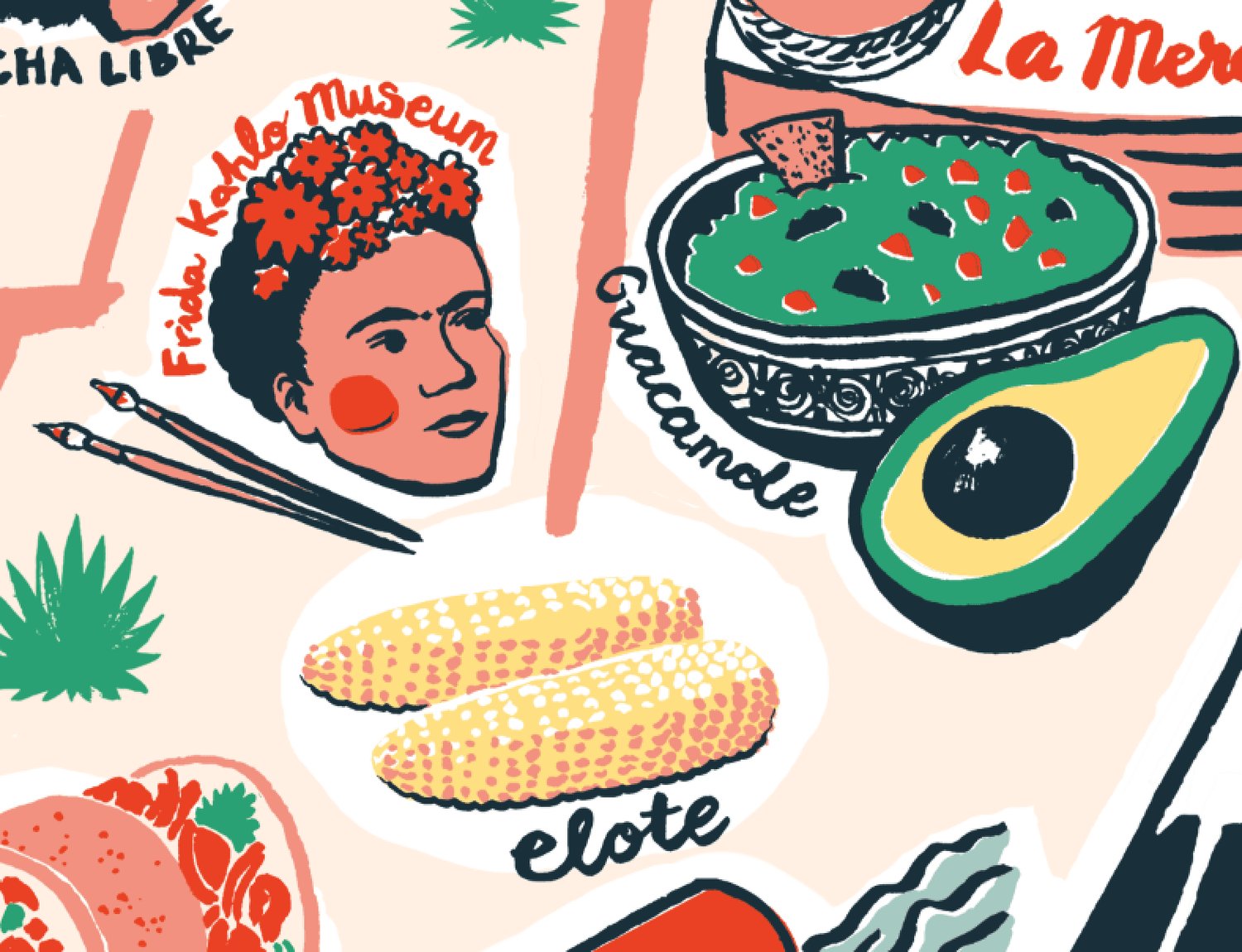 Mexico City Illustrated Map Olivia Brotheridge — Olivia Brotheridge Design