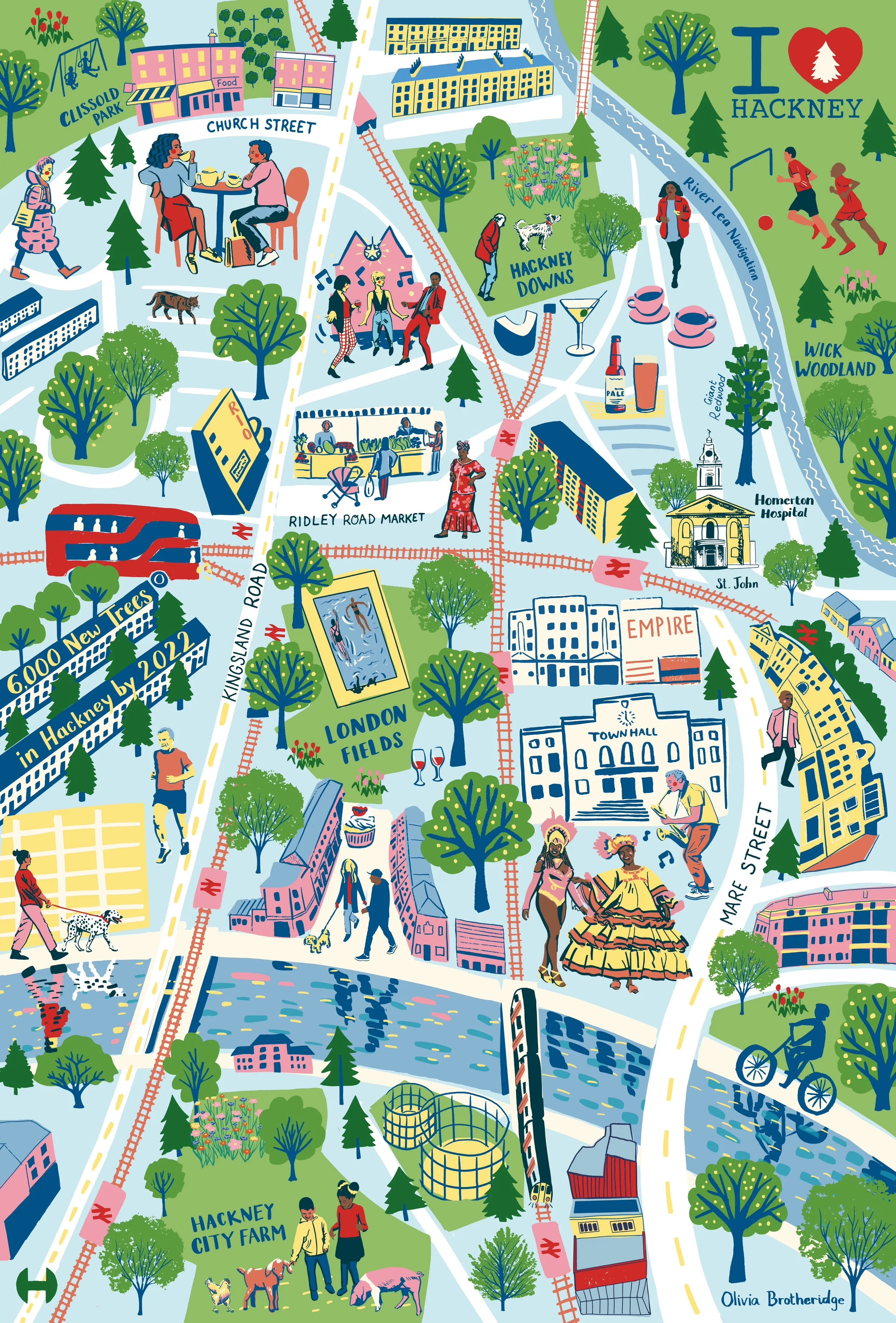 Hackney Illustrated Map — Olivia Brotheridge Design
