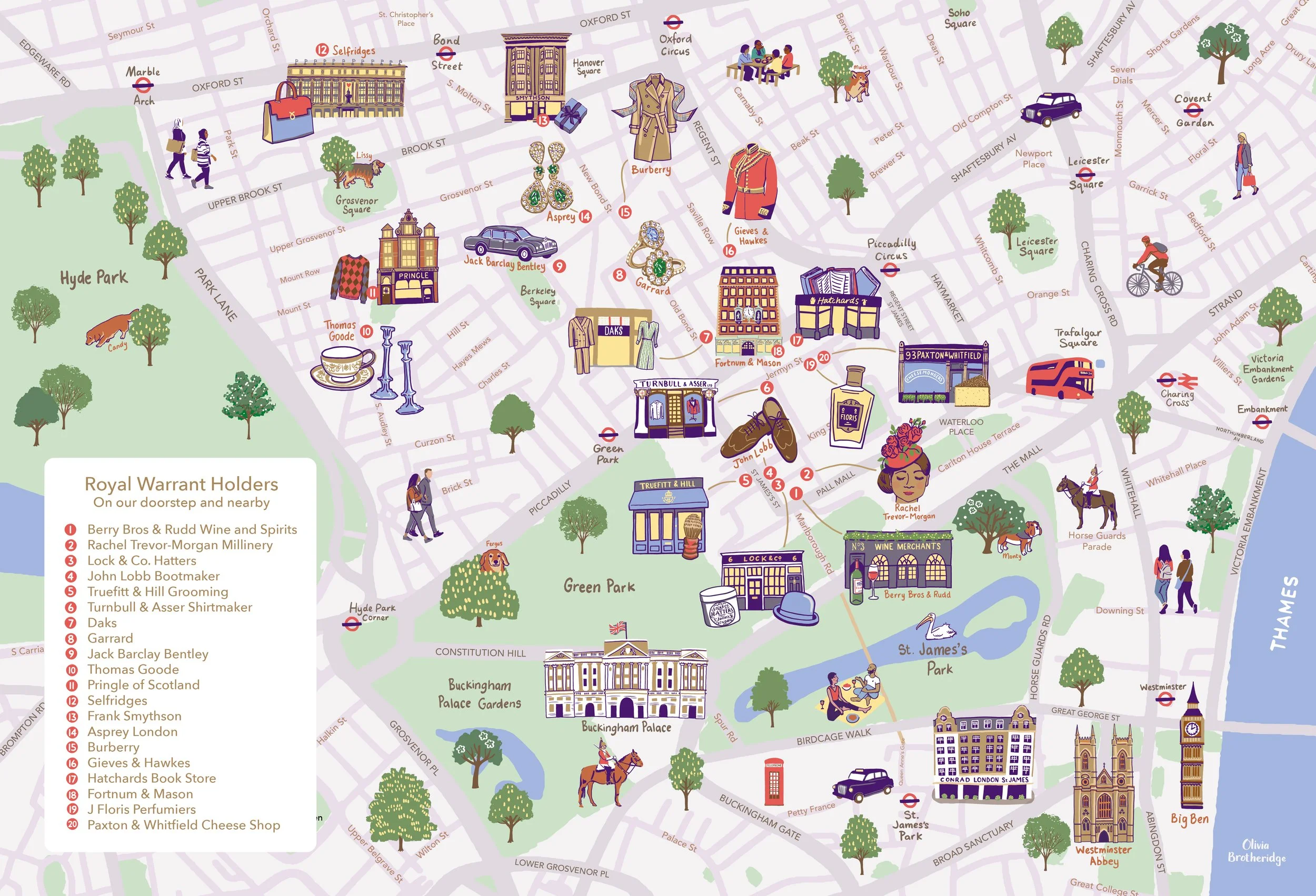 Illustrated map of Conrad St James Hotel — Olivia Brotheridge Design Illustrated map of Conrad St James Hotel — Olivia Brotheridge Design