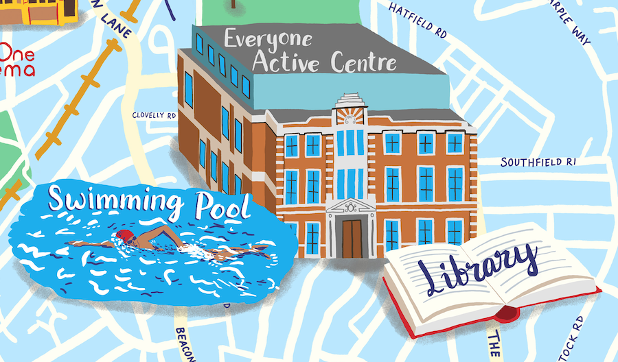 Illustrated map of Acton — Olivia Brotheridge Design Illustrated map of Acton — Olivia Brotheridge Design