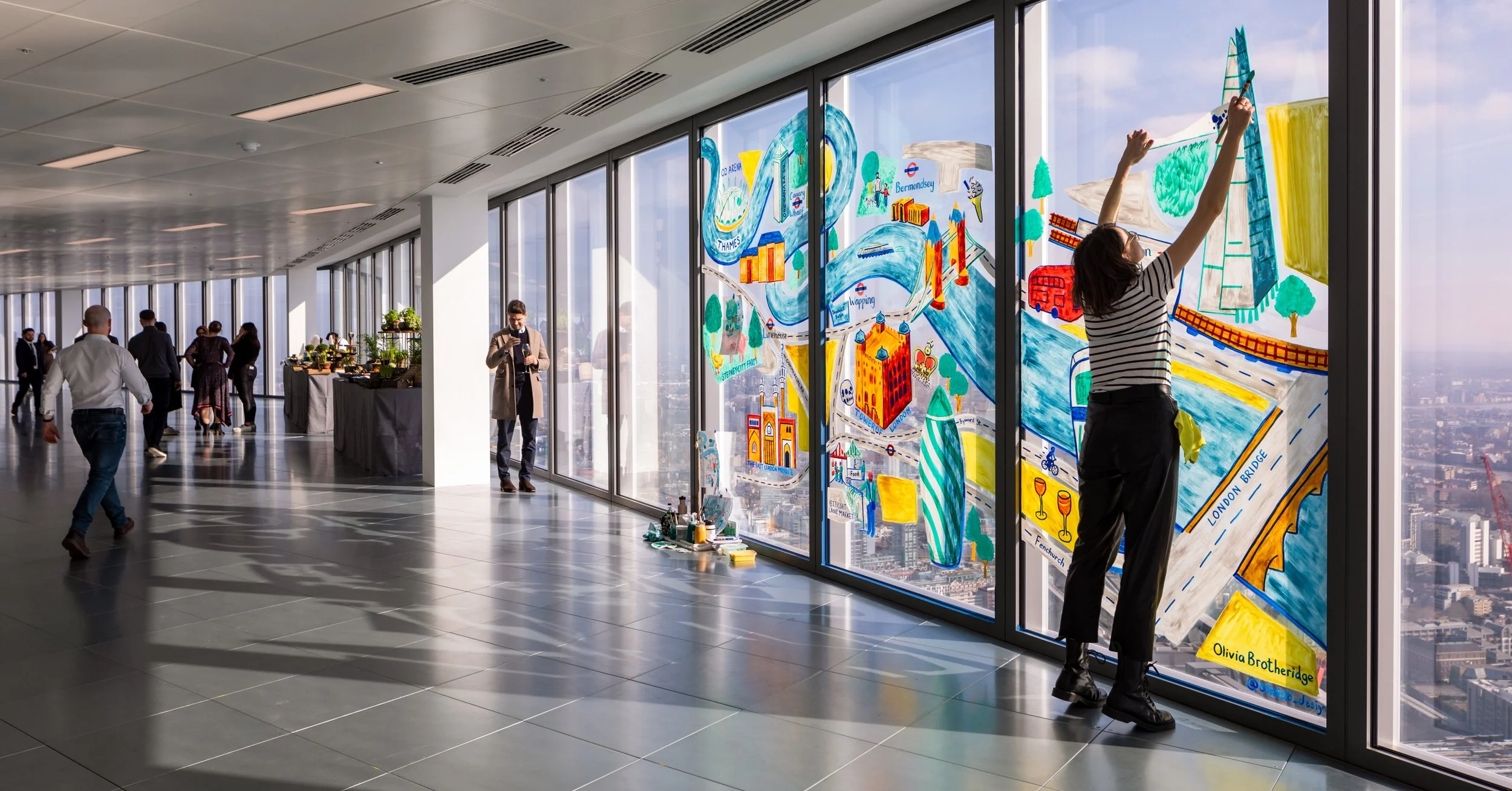 Illustrated Map Mural on 56th Floor of 22 Bishopsgate London — Olivia ...