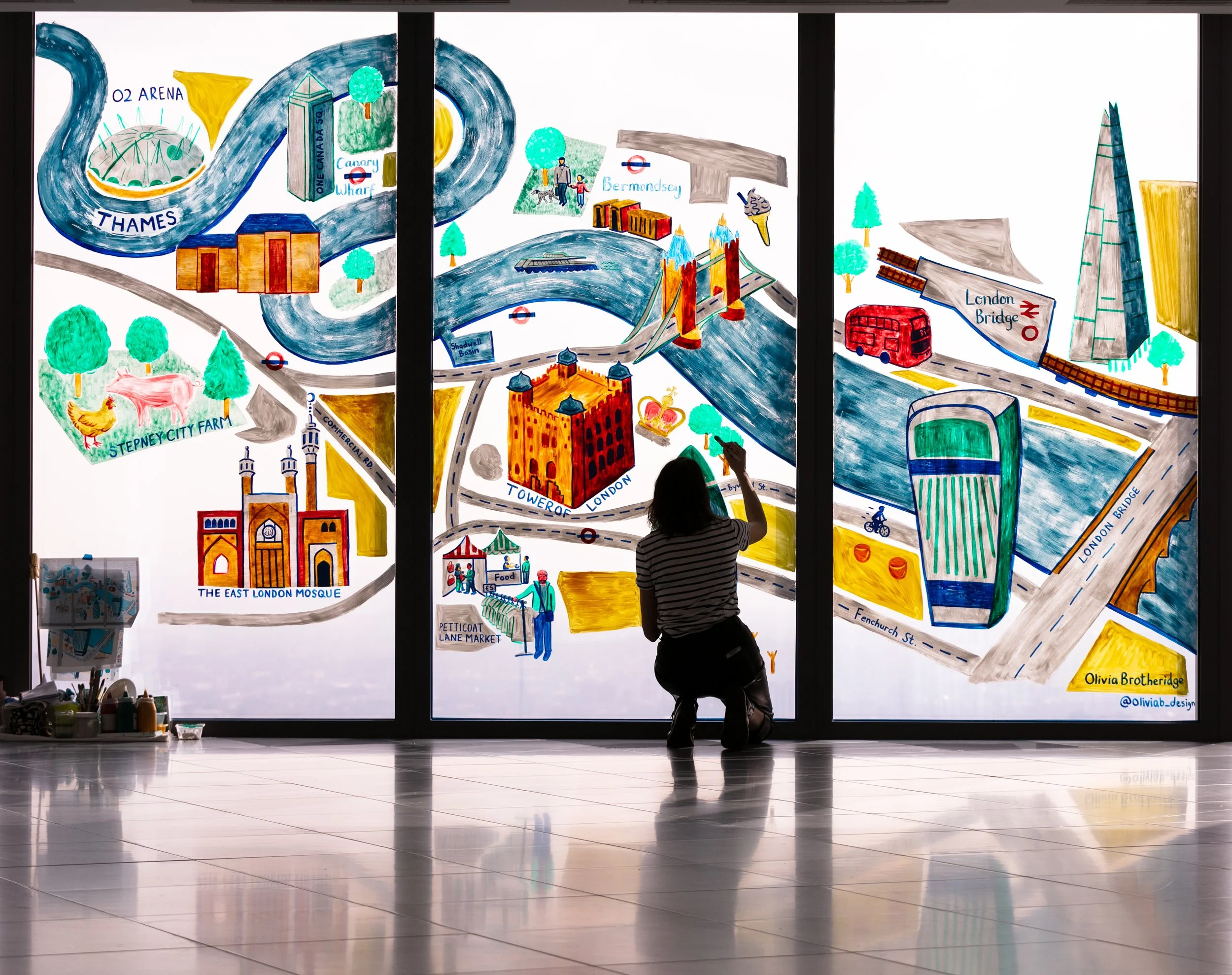 Illustrated Map Mural on 56th Floor of 22 Bishopsgate London — Olivia ...