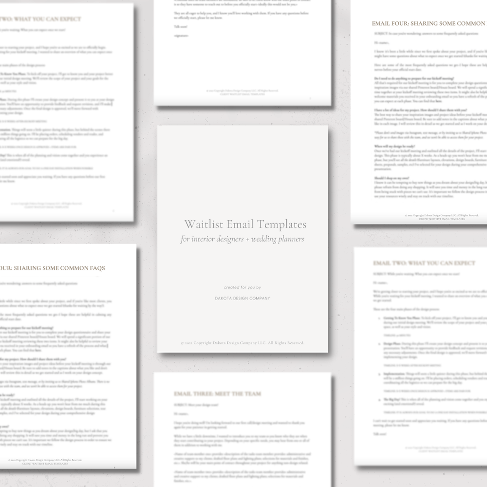 Client Waiting List Email Sequence for interior designers and wedding ...