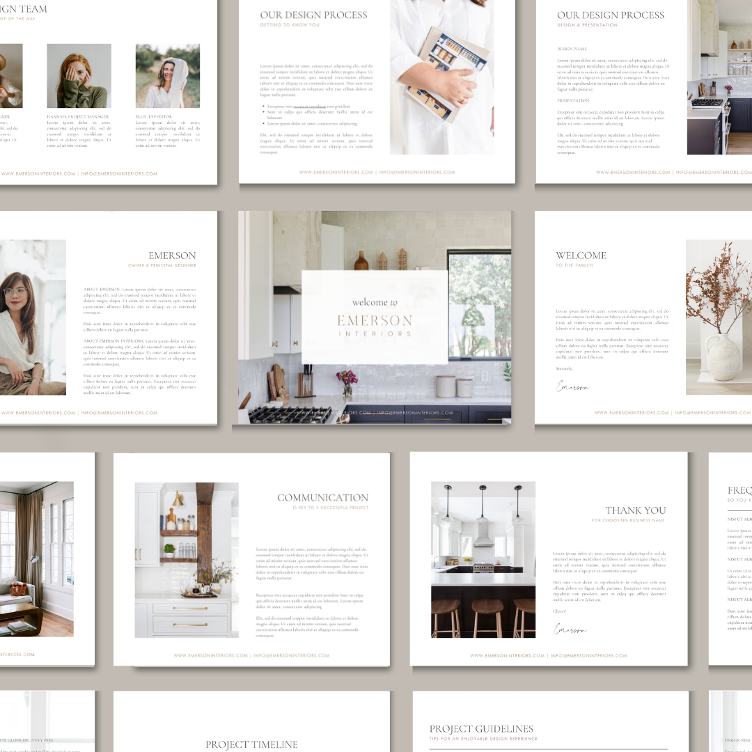 Canva templates for interior designers for investment guide, onboarding ...