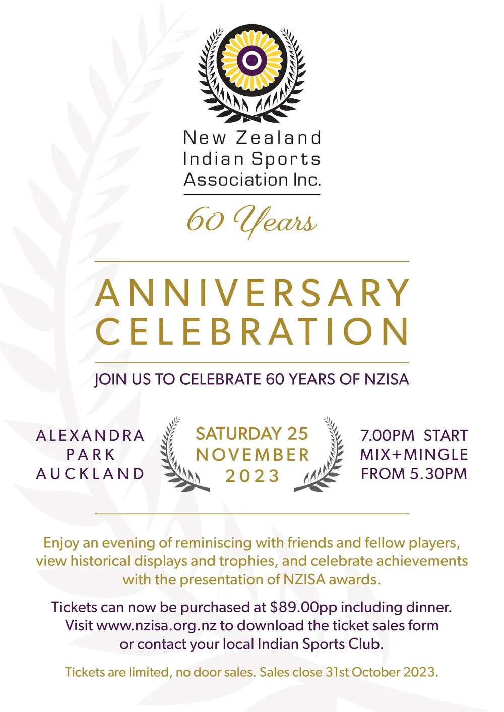 NZISA 60th Anniversary — Auckland Indian Sports Club