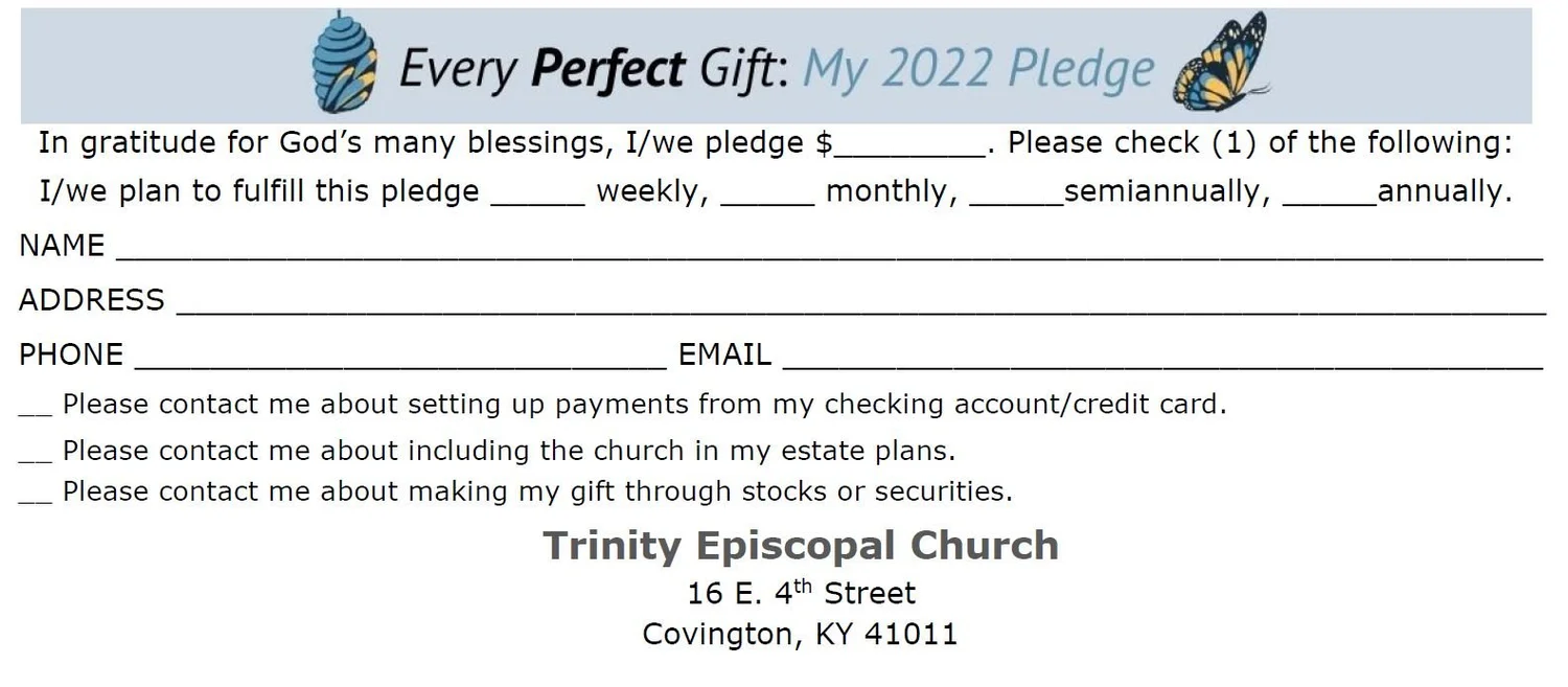 Stewardship 2022 Pledge Card — Trinity Episcopal Church, Covington KY