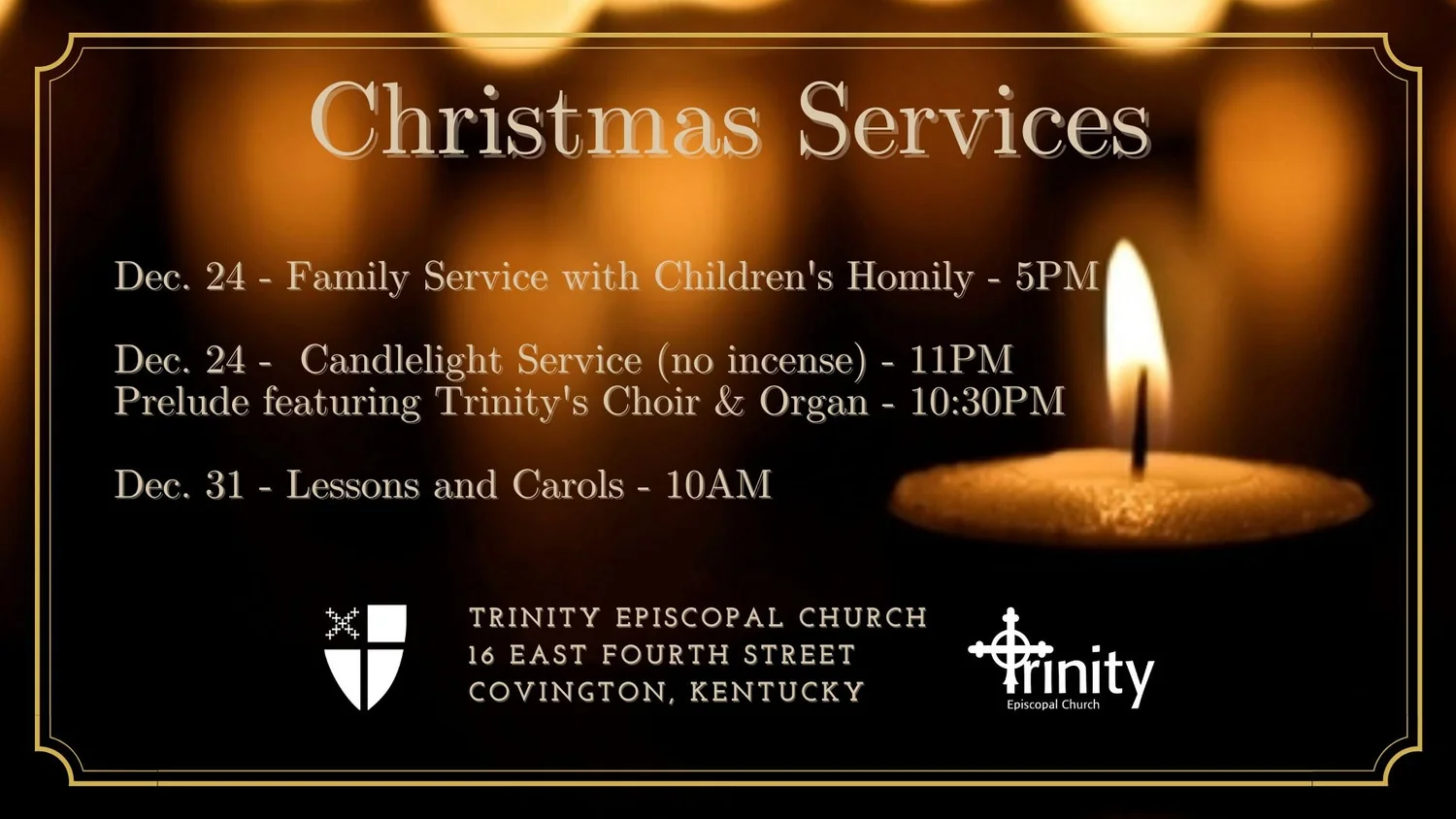 2023 Christmas Schedule — Trinity Episcopal Church, Covington KY