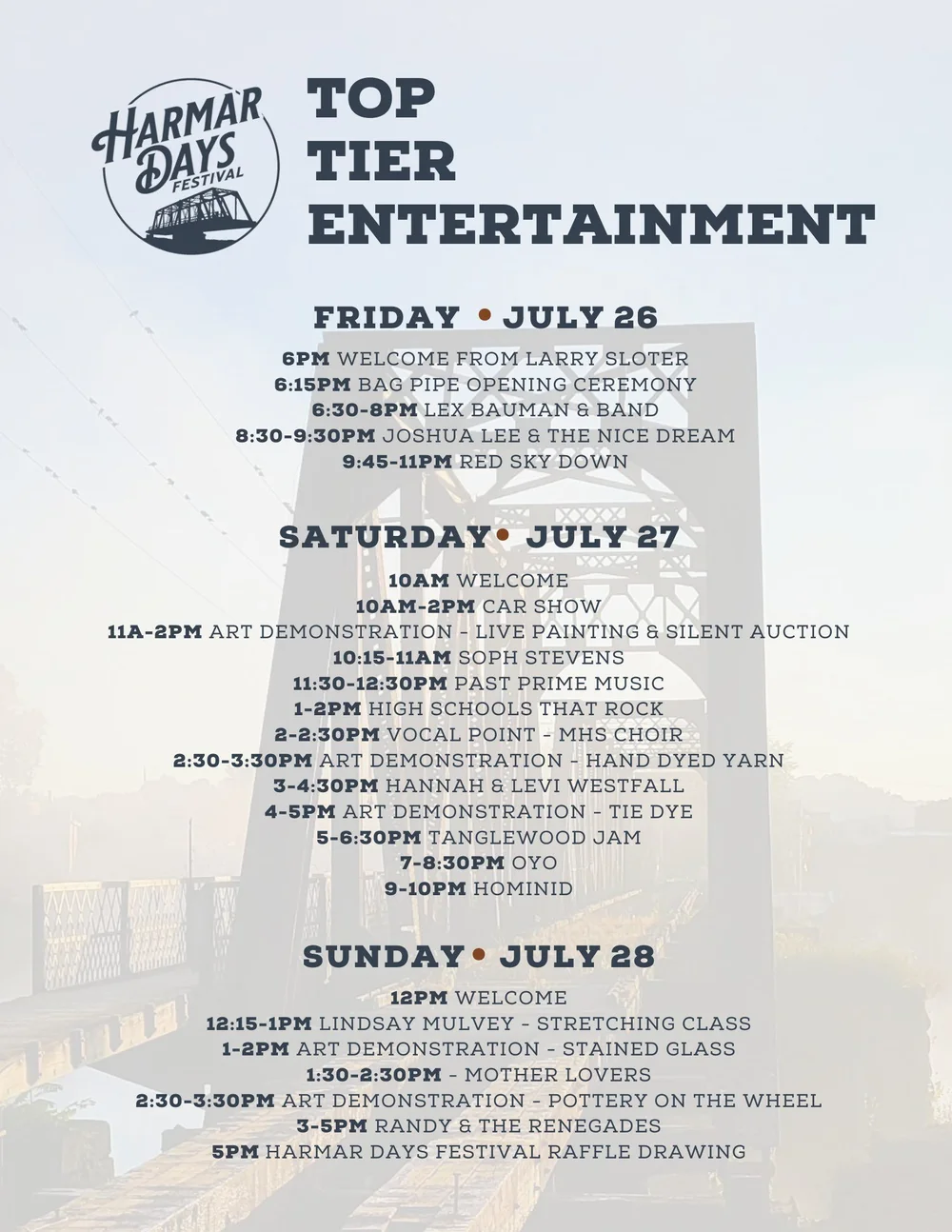 2024 Harmar Days Festival & Raffle Plans — Historic Harmar Bridge Company