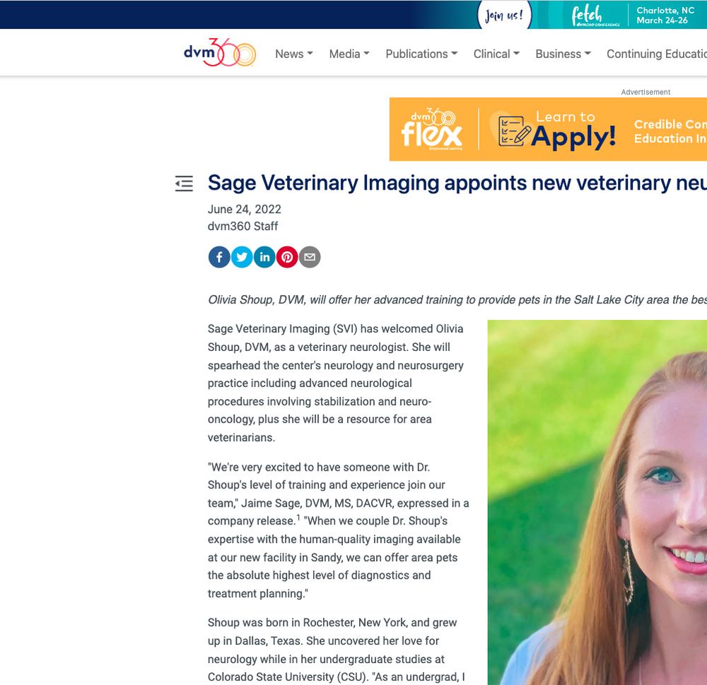 SVI in the News: Articles & Press Releases — Sage Veterinary Imaging