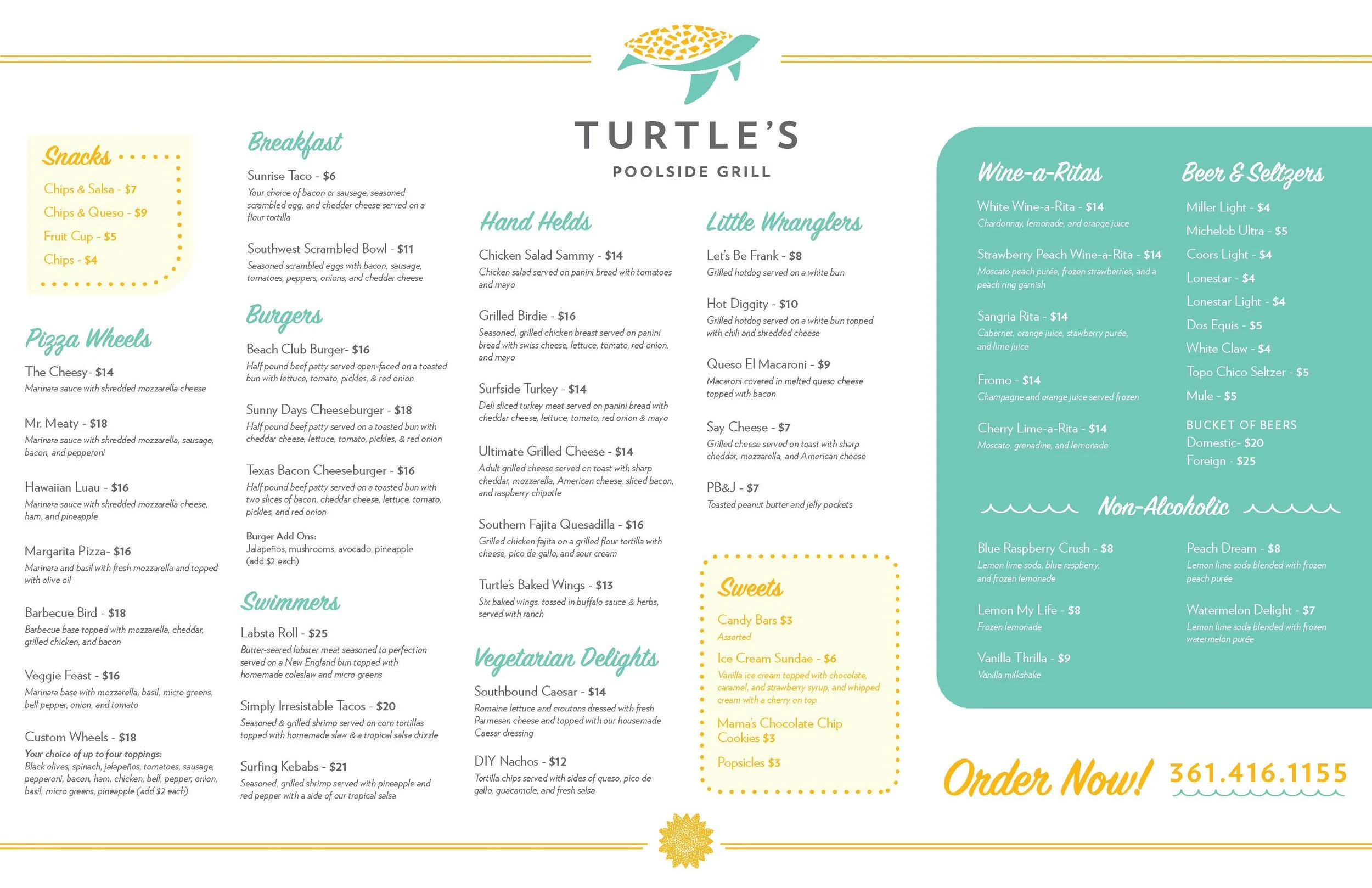 Turtle's Menu — Sunflower Beach