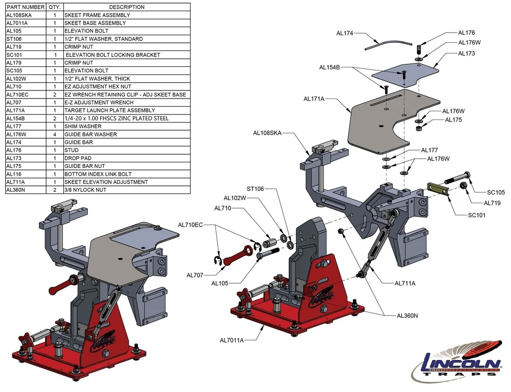 Skeet Launch Plate and Frame Mount Replacement Parts — Lincoln Traps