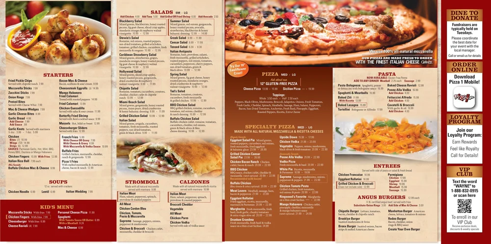 Wayne QR Menu — Pizza One | Modern Italian Kitchen