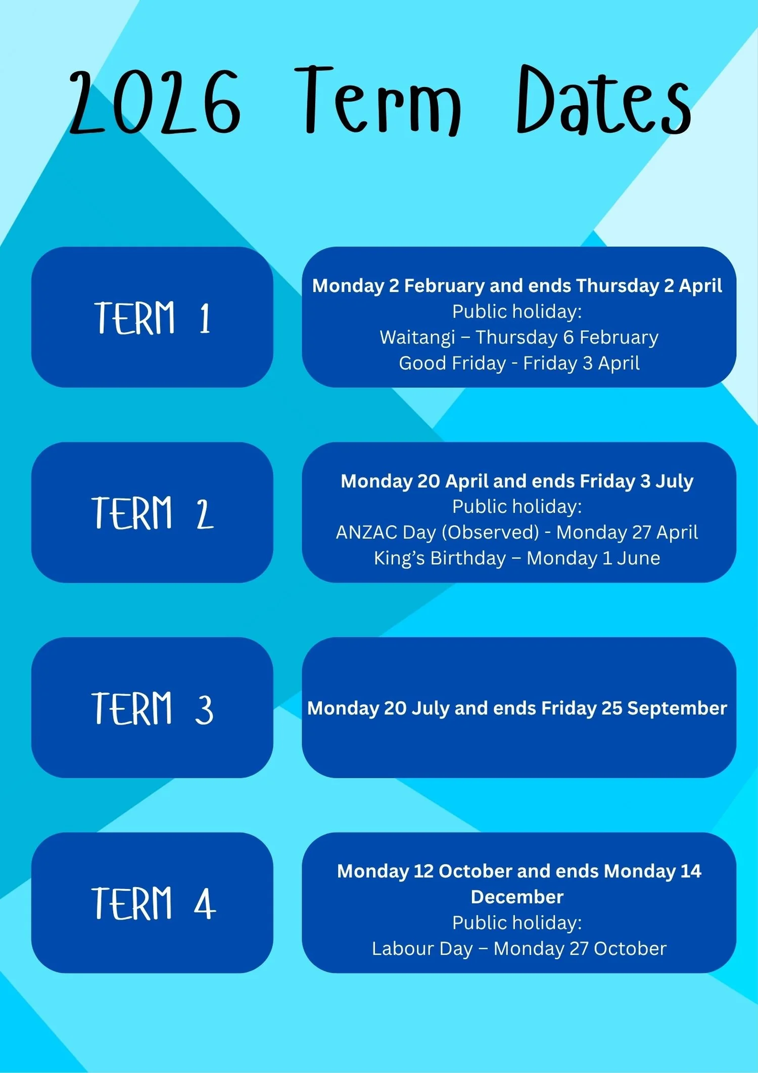 Term Dates — Mountview School