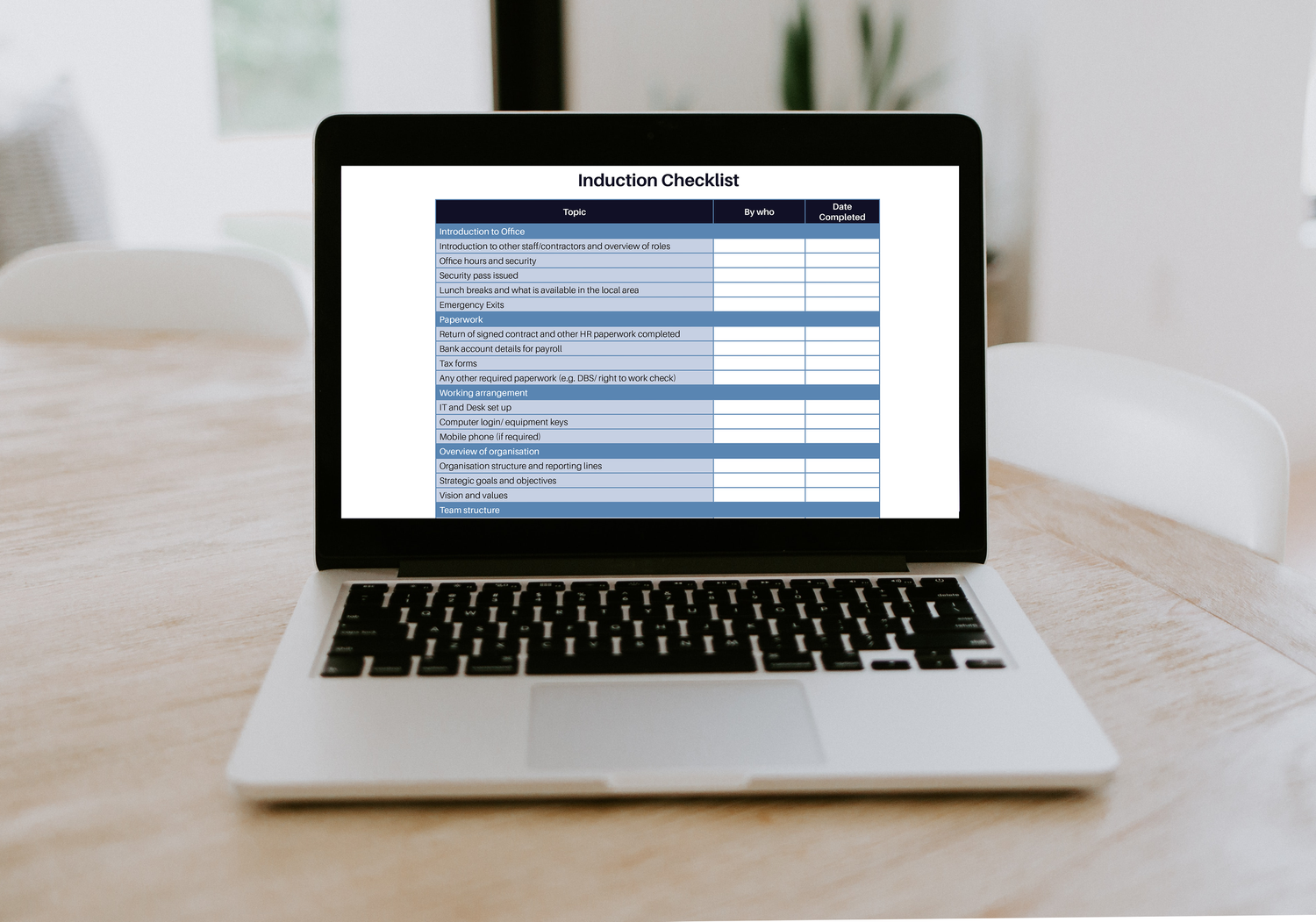 Induction Checklist — HR for Small Businesses
