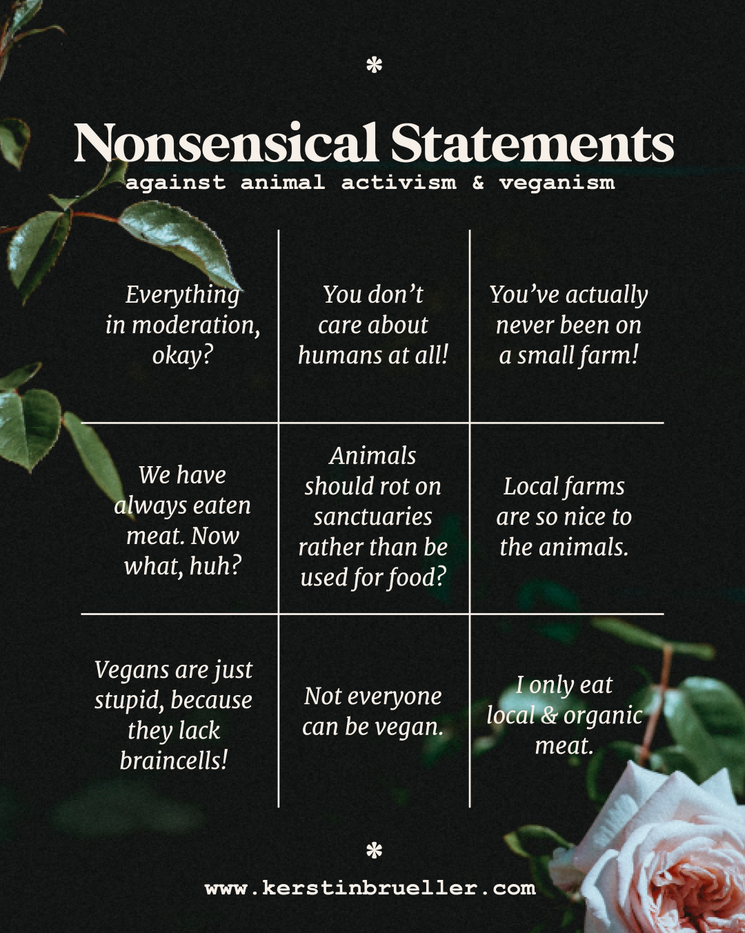 NONSENSICAL STATEMENTS — Kerstin Brueller Activism | Animal Rights ...