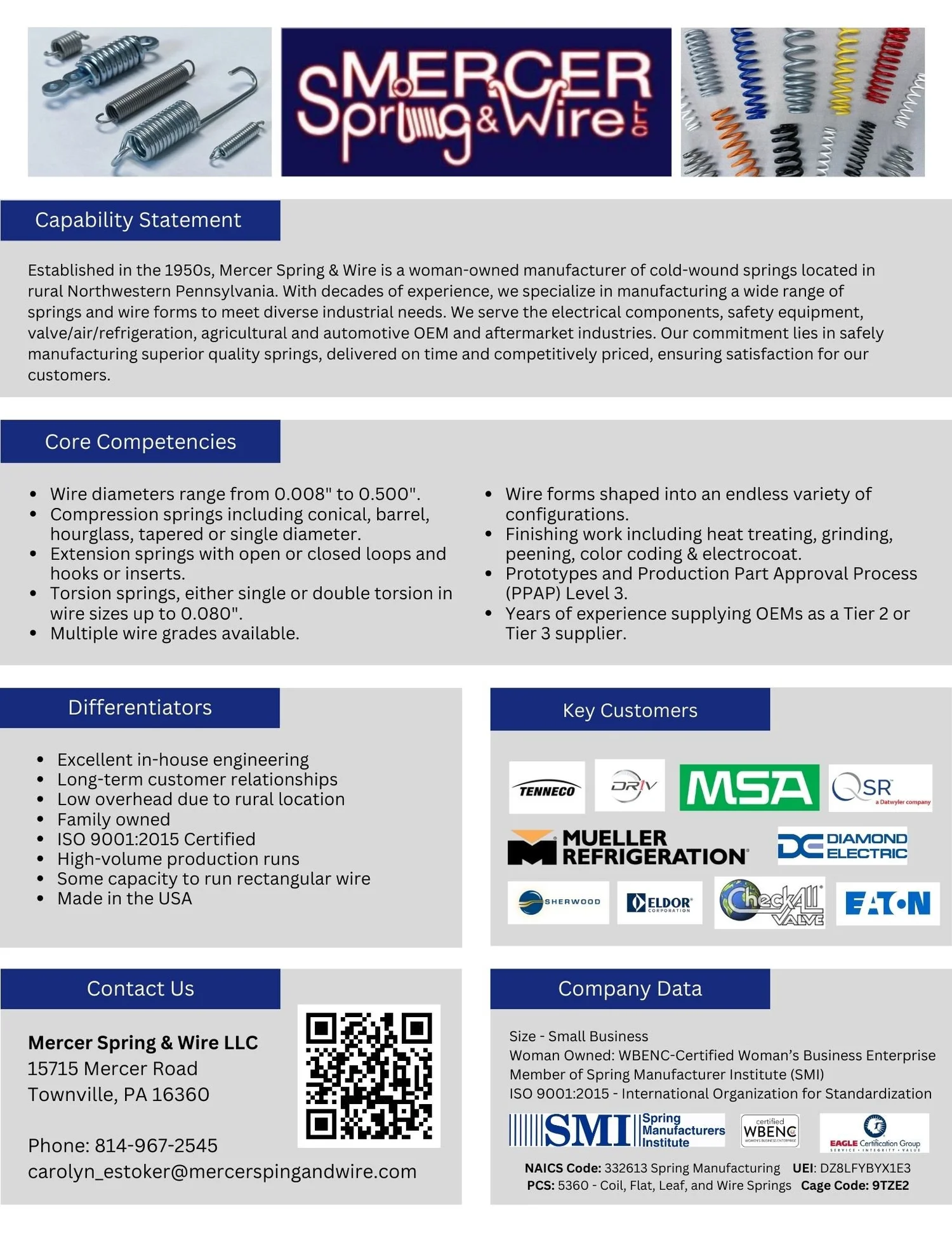 Capability Statement — Mercer Spring & Wire LLC