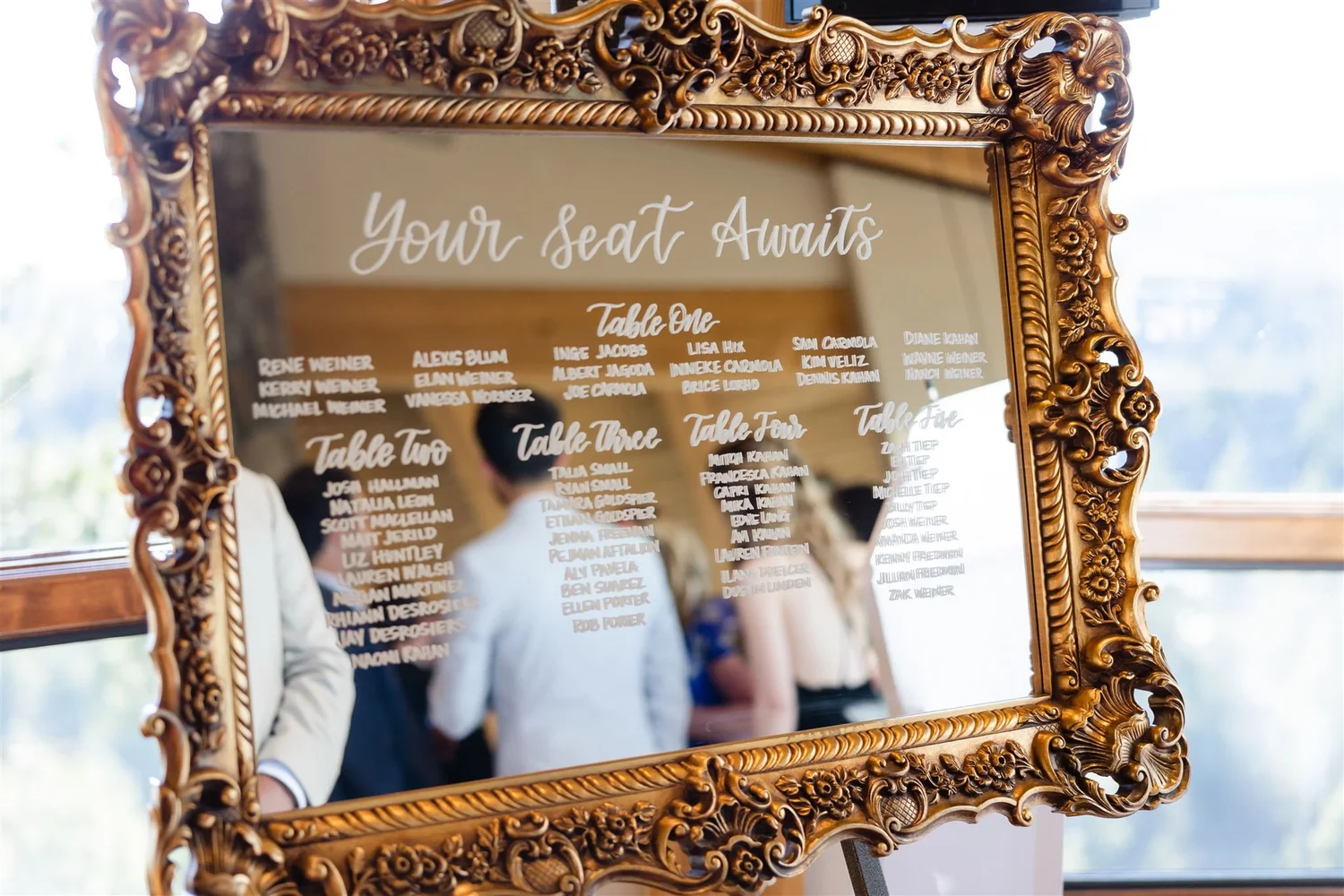 Large mirror for wedding seating chart | Beachweddingtips.com